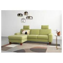 Ecksofa Home Affaire "Vision L-Form" Sofas Gr. B/H/T: 252cm x 90cm x 164cm, Struktur weich, Recamiere links, ohne Bettfunktion-ohne Bettkasten, grün mit Federkern, wahlweise Bettfunktion und Bettkasten