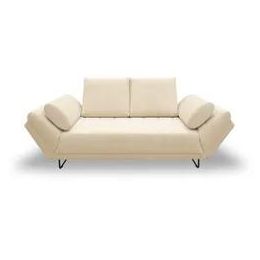 Schlafsofa Inosign "Jadelyn mit klappbaren Armlehnen" Sofas Gr. B/T: 250cm x 97cm, Cord, beige (creme) Federkern, Cord-Bezug, incl. 2 Armlehnkissen, Liegefläche 97x250 cm