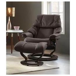 Relaxsessel stressless "Reno" Sessel Gr. Leder PALOMA, Classic Base Wenge, Relaxfunktion-Drehfunktion-PlusTMSystem-Gleitsystem, B/H/T: 79cm x 98cm x 75cm, braun (chocolate paloma) mit Classic Base, Größe S, M & L, Gestell Wenge