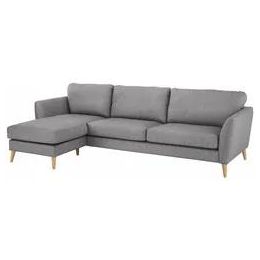 Ecksofa Home Affaire "MARSEILLE (279/152cm),L-Form, Rec. rechts/links" Sofas Gr. B/H/T: 279cm x 88cm x 152cm, Struktur fein, Chaiselongue links, weiß (silber) Massivholzbeine aus Eiche, in verschieden Bezügen und Farbvarianten