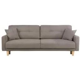 3-Sitzer Home Affaire "Triplo wahlweise mit Bettfunktion und Bettkasten" Sofas Gr. B/H/T: 215cm x 89cm x 100cm, Luxus-Microfaser weich, ohne Bettfunktion-ohne Bettkasten, grau (taupe) incl. Zierkissen, BTH: 21510089 cm Liegefläche 191 x 145