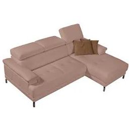 Ecksofa Egoitaliano "Soul, Design und Sitzkomfort auf hohem Niveau, tolle Details, L-Form" Sofas Gr. B/H/T: 250cm x 99cm x 166cm, Leder BULL, Recamiere rechts, mit Kopfteilverstellung, rosa (millenium rose) mit Recamiere, inkl. Kopfteilverstellung