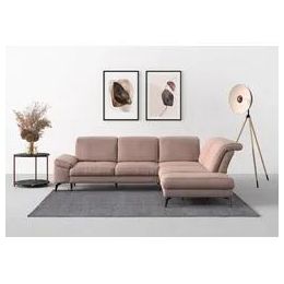 Sit & More Ecksofa SIT & MORE "Cabana L-Form" Sofas Gr. B/H/T: 303cm x 84cm x 244cm, Feincord, Ottomane rechts, ohne Sitztiefenverstellung-ohne Kopfteilverstellung-ohne Armlehnfunktion-ohne Federkern, rosa (altrosa) Ottomane, wahlweise mit Sitztiefen-,Armlehnen- und Kopfteilfunktion