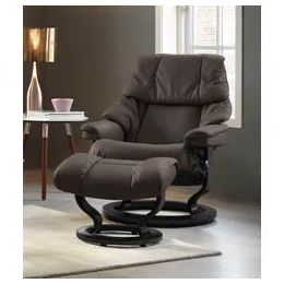 Relaxsessel stressless "Reno" Sessel Gr. Leder BATICK, Classic Base Schwarz-L, Relaxfunktion-Drehfunktion-PlusTMSystem-Gleitsystem, B/H/T: 88cm x 98cm x 78cm, braun (brown batick) mit Classic Base, Größe S, M & L, Gestell Schwarz