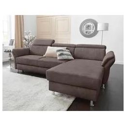 Sit & More Ecksofa SIT & MORE "Avignon L-Form" Sofas Gr. B/H/T: 259cm x 97cm x 172cm, Luxus-Microfaser, Recamiere rechts, mit Kopfteilverstellung, braun Kopfteilverstellung, wahlweise mit Bettfunktion und Bettkasten