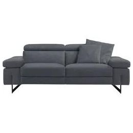 2,5-Sitzer Egoitaliano "Candice" Sofas Gr. B/H/T: 222cm x 100cm x 108cm, Luxus-Microfaser BLUSH, grau (charcoal) Kopfteile manuell verstellbar, titanumfarbene Kufenfüße