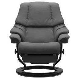 Relaxsessel stressless "Reno" Sessel Gr. Leder BATICK, PowerTM Leg & Back-Classic Base Schwarz-M, B/H/T: 79cm x 98cm x 78cm, grau (grey batick) elektrisch verstellbar, optional 2-motorisch, Größe M & L