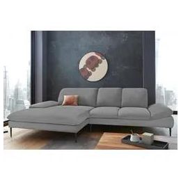 Ecksofa W.Schillig "enjoy&MORE" Sofas Gr. B/H/T: 310cm x 87cm x 185cm, Chenille-Flachgewebe R66, Recamiere links, mit Kopfteilverstellung-mit Armlehnenverstellung-mit Sitztiefenverstellung, grau (dolphin r66) Sitztiefenverstellung, Füße schwarz pulverbeschichtet, Breite 310 cm