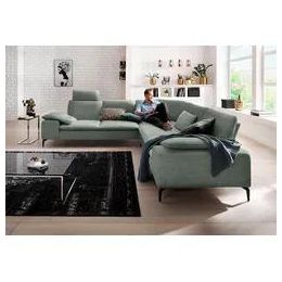 Ecksofa W.Schillig "valentinoo" Sofas Gr. B/H/T: 318cm x 83cm x 298cm, Chenille-Flachgewebe R66, langer Schenkel rechts, mit Sitztiefenverstellung, blau (niagara r66) mit Sitztiefenverstellung, Breite 318 cm