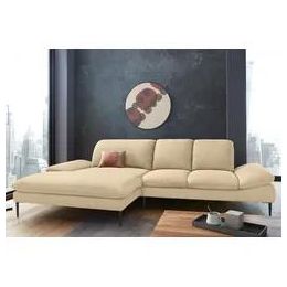 Ecksofa W.Schillig "enjoy&MORE" Sofas Gr. B/H/T: 310cm x 87cm x 185cm, Stoff S37, Recamiere links, mit Kopfteilverstellung-mit Armlehnenverstellung-mit Sitztiefenverstellung, beige (sahara s37) Sitztiefenverstellung, Füße schwarz pulverbeschichtet, Breite 310 cm