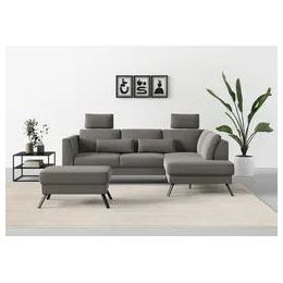 Sit & More Ecksofa SIT & MORE "Lindholm L-Form", grau (hellgrau), B:254cm H:88cm T:188cm, Sofas, mit Sitztiefenverstellung und Federkern