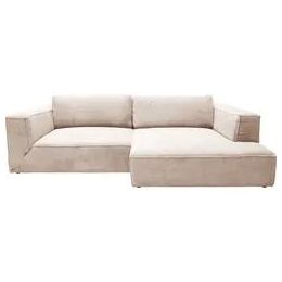 Ecksofa Tom Tailor HOME "Big Cube Style" Sofas Gr. B/H/T: 240cm x 83cm x 160cm, Cord TRI, Recamiere rechts, beige (clay tri 21) mit cleanen Stegkissen, extra große Sitztiefe, Breite 240cm