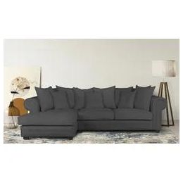 Ecksofa Home Affaire "San Pedro" Sofas Gr. B/H/T: 304cm x 94cm x 170cm, Luxus-Microfaser, Recamiere links, grau (anthrazit) L-Form