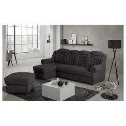 Ecksofa Home Affaire "Boston L-Form" Sofas Gr. B/H/T: 262 cm x 102 cm x 165 cm, Microfaser bedruckt, Recamiere links-Bettfunktion rechts, Mit Bettfunktion-ohne Bettkasten, grau (anthracite) Gemütliches Ecksofa mit hoher Rückenlehne in klassischem Design