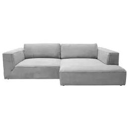 Ecksofa Tom Tailor HOME "Big Cube Style" Sofas Gr. B/H/T: 240cm x 83cm x 160cm, Cord TRI, Recamiere rechts, grau (greige tri 19) mit cleanen Stegkissen, extra große Sitztiefe, Breite 240cm