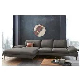 Ecksofa W.Schillig "enjoy&MORE" Sofas Gr. B/H/T: 340cm x 87cm x 185cm, Stoff S37, Recamiere links, mit Kopfteilverstellung-mit Armlehnenverstellung-mit Sitztiefenverstellung, grau (antracite s37) Sitztiefenverstellung, Füße bronze pulverbeschichtet, Breite 340 cm