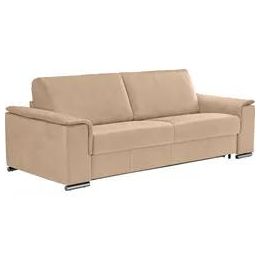 Schlafsofa Egoitaliano "Cecilia, modern & elegant, erstklassiger Sitzkomfort, Dauerschläfer" Sofas Gr. B/H/T: 234 cm x 85 cm x 102 cm, Leder BULL, beige (champagner) inkl. Matratze und hochwertigem Metallbettrahmen, toller Schlafkomfort