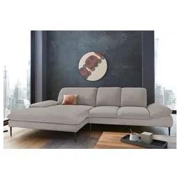 Ecksofa W.Schillig "enjoy&MORE" Sofas Gr. B/H/T: 310cm x 87cm x 185cm, Chenille-Flachgewebe R66, Recamiere links, mit Kopfteilverstellung-mit Armlehnenverstellung-mit Sitztiefenverstellung, grau (stone r66) Sitztiefenverstellung, Füße schwarz pulverbeschichtet, Breite 310 cm