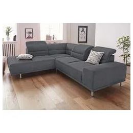 Sit & More Ecksofa SIT & MORE "Mariola L-Form" Sofas Gr. B/H/T: 263cm x 93cm x 234cm, Luxus-Microfaser ALTARA NUBUCK, Ottomane links, mit Sitztiefenverstellung-mit Kopfteilverstellung, grau (dunkelgrau) mit Federkern und Ottomane, inklusive Sitztiefenverstellung