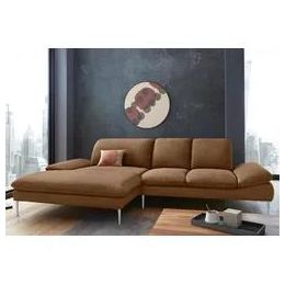 Ecksofa W.Schillig "enjoy&MORE" Sofas Gr. B/H/T: 310cm x 87cm x 185cm, Stoff S37, Recamiere links, mit Kopfteilverstellung-mit Armlehnenverstellung-mit Sitztiefenverstellung, braun (chocolate s37) mit Sitztiefenverstellung, Füße silber matt, Breite 310 cm