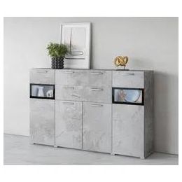 Highboard Inosign "Sarah" Sideboards grau (beton-optik) Breite 182 cm, Türen mit Glaseinsatz