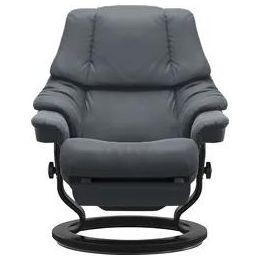 Relaxsessel stressless "Reno" Sessel Gr. Leder BATICK, PowerTM Leg & Back-Classic Base Schwarz-M, B/H/T: 79cm x 98cm x 78cm, blau (atlantic blue batick) elektrisch verstellbar, optional 2-motorisch, Größe M & L