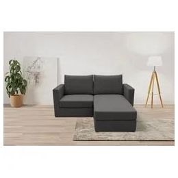 2-Sitzer DOMO collection "800015, als Sitzmöbel oder Schlafgelegenheit nutzbar, Schlafsofa", grau (anthrazit), B:178cm H:90cm T:80cm, 100% Polyester, Sofas, Sitzfläche mit Federkern, inkl. 2 Rückenkissen