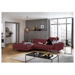 Ecksofa W.Schillig "piedroo" Sofas Gr. B/H/T: 303cm x 70cm x 193cm, Longlife Xtra-Leder Z69, Longchair links, mit Kopfteilverstellung-mit motorischer Sitztiefenverstellung, rot (burgundy z69) Kopfteilverstellung, wahlweise mit Sitztiefenverstellung, Breite 303cm