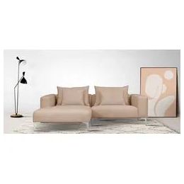 Guido Maria Kretschmer Home & Living Ecksofa GUIDO MARIA KRETSCHMER HOME & LIVING "JANTE L-Form" Sofas Gr. B/H/T: 233cm x 85cm x 172cm, Velours, Recamiere links, grau (taupe) wahlweise Recamiere links oder rechts, mit Chromfüßen