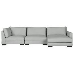 Ecksofa LeGer Home by Lena Gercke "Tvinna L-Form" Sofas Gr. B/H/T: 306cm x 76cm x 151cm, Baumwoll-/Leinenmix, Recamiere rechts, grau (hellgrau) Modulsofa, bestehend aus Eckteil, Recamiere und Mittelteil