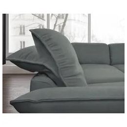 Ecksofa W.Schillig "sherry, Designsofa mit tollem Sitzkomfort, L-Form", grau (dunkelgrau v39), B:302cm H:81cm T:230cm, Longlife Xtra-Leder Z69: Das feinnarbige, gedeckte Softleder Z69 besticht durch seine außergewöhnliche Weichheit im trendigen u00bbVintage-Looku00ab, Hautstärke 0, 9 - 1, 1 mm, Schlingenpolgewebe W82 (74% Polyacryl, 26% Polyester), Chenillegewebe V34 (52% Polyester, 38% Baumwolle,