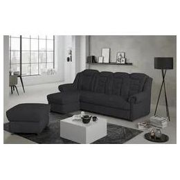 Ecksofa Home Affaire "Boston L-Form" Sofas Gr. B/H/T: 262 cm x 102 cm x 165 cm, Chenille, Recamiere links-Bettfunktion rechts, Mit Bettfunktion-ohne Bettkasten, schwarz (black) Gemütliches Ecksofa mit hoher Rückenlehne in klassischem Design