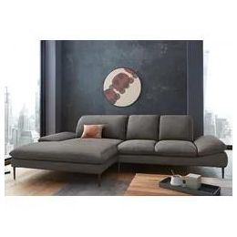 Ecksofa W.Schillig "enjoy&MORE" Sofas Gr. B/H/T: 310cm x 87cm x 185cm, Stoff S37, Recamiere links, mit Kopfteilverstellung-mit Armlehnenverstellung-mit Sitztiefenverstellung, grau (antracite s37) Sitztiefenverstellung, Füße schwarz pulverbeschichtet, Breite 310 cm