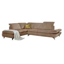 Ecksofa W.Schillig "taoo" Sofas Gr. B/H/T: 296cm x 84cm x 242cm, ROHLEDER Jacquard-Flachgewebe Q2 W60, Ottomane links, mit Kopfteilverstellung-mit Sitztiefenverstellung, beige (elfenbein w60) mit Sitziefenverstellung & Kopfteilverstellung