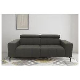 2-Sitzer DOMO collection "Cunelli" Sofas Gr. B/H/T: 208cm x 79cm x 104cm, Luxus-Kunstleder, Ohne Kopfteilverstellung, grau wahlweise inklusive 6-fach verstellbarer Kopfteilverstellung