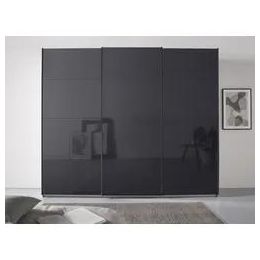 Schwebetürenschrank Rauch "Kleiderschrank Schrank Garderobe TOPSELLER OTELI inkl. Inneneinteilung" Schränke Gr. B/H/T: 271 cm x 229 cm x 62 cm, grau (graumetallic, hochglanz effektgrau) mit 3 Innenschubladen sowie zusätzlichen Einlegeböden MADE IN GERMANY