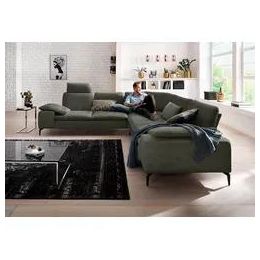 Ecksofa W.Schillig "valentinoo" Sofas Gr. B/H/T: 318cm x 83cm x 298cm, Chenille-Flachgewebe R66, langer Schenkel rechts, mit Sitztiefenverstellung, grün (hunter r66) mit Sitztiefenverstellung, Breite 318 cm