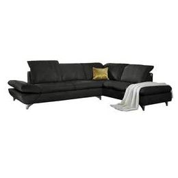 Ecksofa W.Schillig "taoo" Sofas Gr. B/H/T: 296cm x 84cm x 242cm, Longlife fabric Velourgewebe S41, Ottomane rechts, mit Kopfteilverstellung-mit Sitztiefenverstellung, grau (dunkelgrau s41) mit Sitziefenverstellung & Kopfteilverstellung