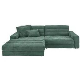 Ecksofa 3C Candy "Stripes Mega-Sofa, bequem und komfortabel, L-Form", grün, B:296cm H:83cm T:205cm, 88% Polyester, 12% Polyacryl, Sofas, Lose Rückenkissen, mit feiner Quersteppung, Cord-Bezug