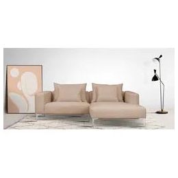 Guido Maria Kretschmer Home & Living Ecksofa GUIDO MARIA KRETSCHMER HOME & LIVING "JANTE L-Form" Sofas Gr. B/H/T: 233cm x 85cm x 172cm, Velours, Recamiere rechts, grau (taupe) wahlweise Recamiere links oder rechts, mit Chromfüßen