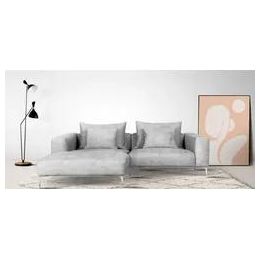 Guido Maria Kretschmer Home & Living Ecksofa GUIDO MARIA KRETSCHMER HOME & LIVING "JANTE L-Form" Sofas Gr. B/H/T: 233cm x 85cm x 172cm, Velvet, Recamiere links, weiß (almond milk) wahlweise Recamiere links oder rechts, mit Chromfüßen