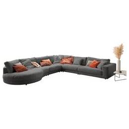 Ecksofa 3C Candy "Enisa II L-Form" Sofas Gr. B/H/T: 395cm x 86cm x 225cm, Struktur, langer Schenkel links, grau incl. 3 Flatterkissen, wahlweise mit Flecken-Schutz-Bezug Easy care