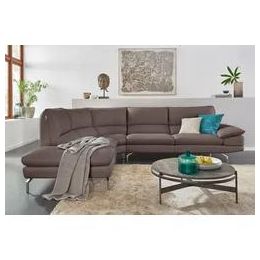 Ecksofa Calia italia "Dave, italienisches Designsofa L-Form, erstklassiger Sitzkomfort" Sofas Gr. B/H/T: 297 cm x 87 cm x 97 cm, Leder BULL, Ottomane links, braun (espresso) Ottomane wahlweise links oder rechts, in zwei tollen Lederqualitäten