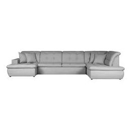 Wohnlandschaft Inosign "BRISBANE NEU U-Form" Sofas Gr. B/H/T: 380cm x 83cm x 202cm, Struktur, Recamiere links, grau (hellgrau) mit feiner Steppung, Matten-Optik, incl. Zierkissen