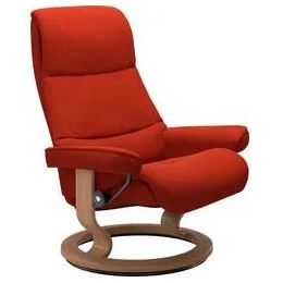 Relaxsessel stressless "View" Sessel Gr. ROHLEDER Stoff Q2 FARON, Cross Base Eiche, Relaxfunktion-Drehfunktion-PlusTMSystem-Gleitsystem, B/H/T: 91cm x 109cm x 83cm, rot (rust q2 faron) mit Classic Base, Größe L,Gestell Eiche