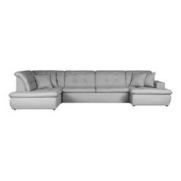 Wohnlandschaft Inosign "BRISBANE NEU U-Form" Sofas Gr. B/H/T: 380cm x 83cm x 202cm, Struktur, Recamiere rechts, grau (hellgrau) mit feiner Steppung, Matten-Optik, incl. Zierkissen