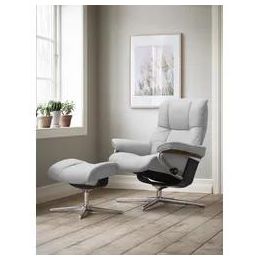 Relaxsessel stressless "Mayfair" Sessel Gr. ROHLEDER Stoff Q2 FARON, Cross Base Schwarz, Relaxfunktion-Drehfunktion-PlusTMSystem-Gleitsystem-BalanceAdaptTM, B/H/T: 92cm x 103cm x 79cm, grau (light q2 faron) mit Hocker, Cross Base, Größe S, M & L, Holzakzent Schwarz