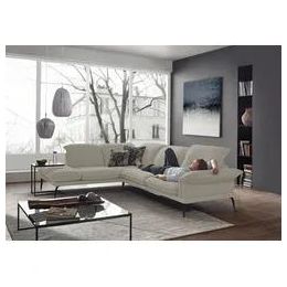 Ecksofa W.Schillig "sherry, Designsofa mit tollem Sitzkomfort, L-Form", grau (grau v39), B:302cm H:81cm T:230cm, Longlife Xtra-Leder Z69: Das feinnarbige, gedeckte Softleder Z69 besticht durch seine außergewöhnliche Weichheit im trendigen u00bbVintage-Looku00ab, Hautstärke 0, 9 - 1, 1 mm, Schlingenpolgewebe W82 (74% Polyacryl, 26% Polyester), Chenillegewebe V34 (52% Polyester, 38% Baumwolle, 10% P