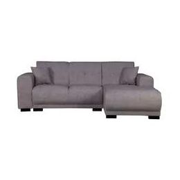 Ecksofa Home Affaire "Langeland L-Form" Sofas Gr. B/H/T: 234cm x 85cm x 163cm, Samtoptik, Recamiere rechts, grau incl. 2 Zierkissen, Recamiere wahlweise links oder rechts