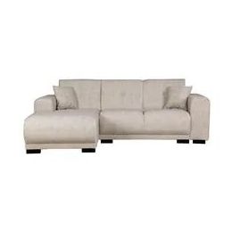 Ecksofa Home Affaire "Langeland L-Form" Sofas Gr. B/H/T: 234cm x 85cm x 163cm, Samtoptik, Recamiere links, beige (creme) incl. 2 Zierkissen, Recamiere wahlweise links oder rechts